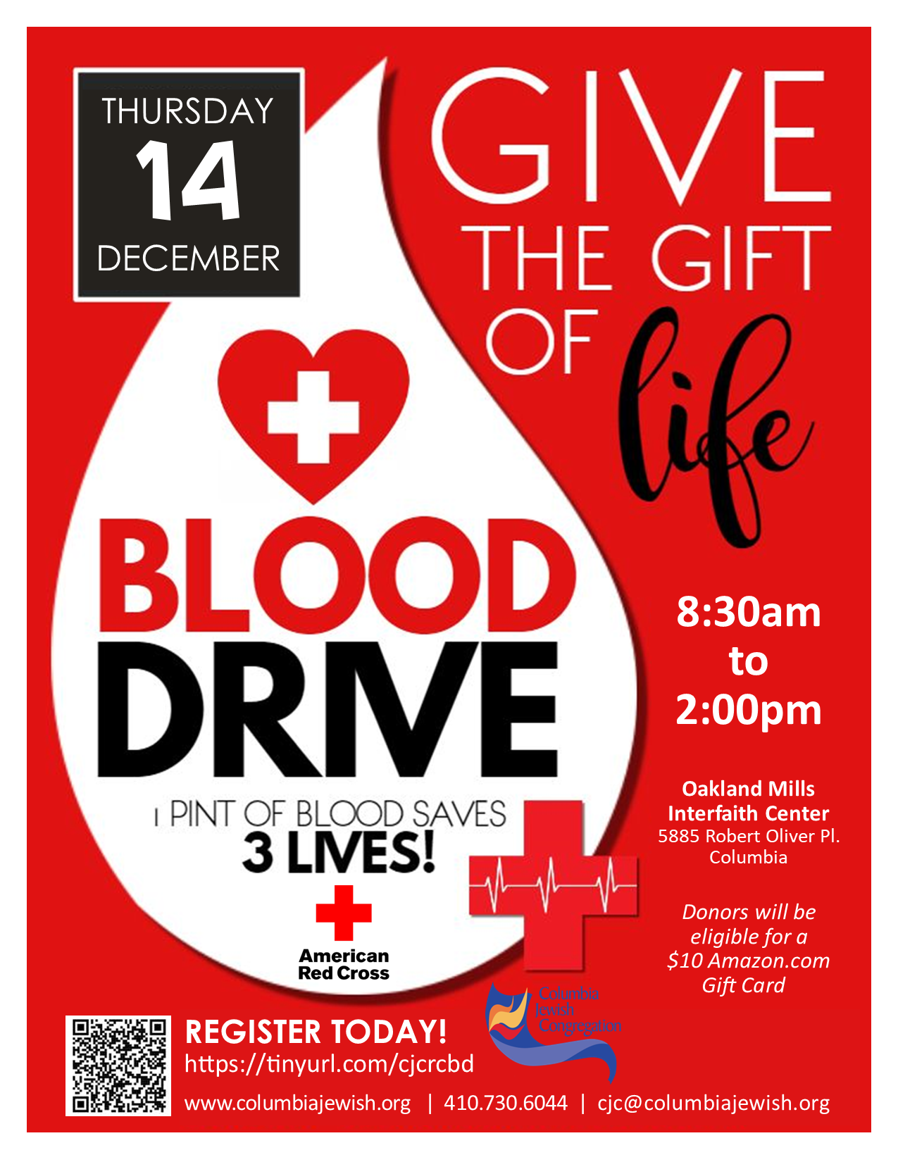 Red Cross Blood Drive | Columbia Jewish Congregation ...