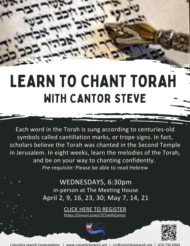 Learn to Chant Torah with Cantor Steve | Columbia Jewish Congregation ...